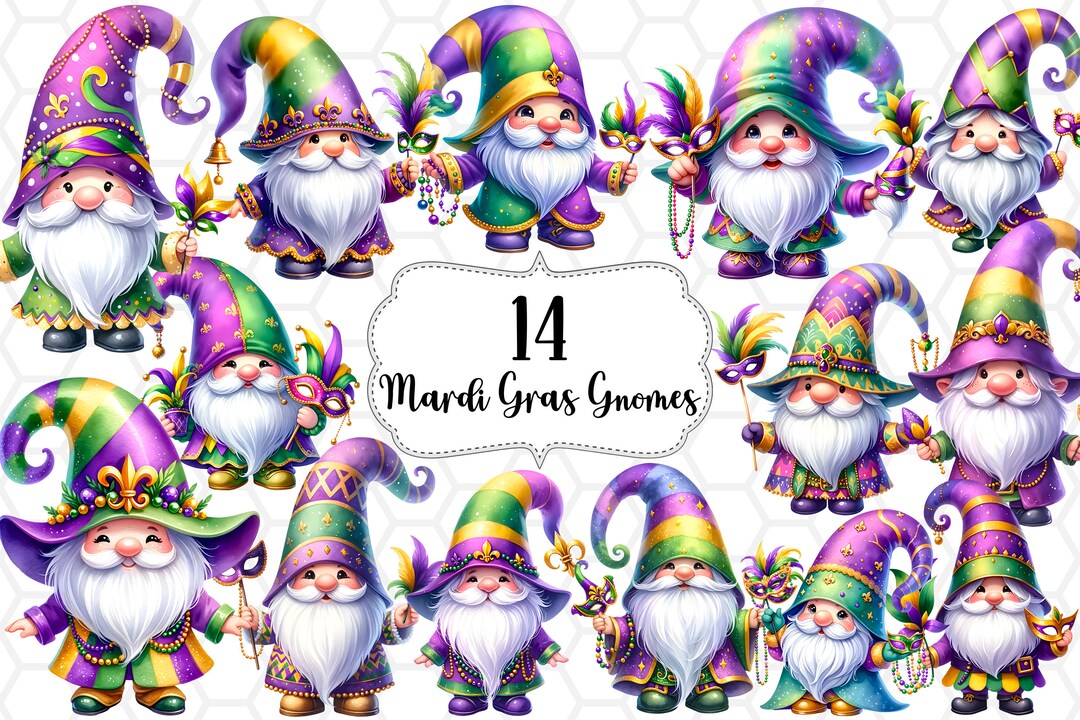 Mardi Gras Gnome Png Files for Sublimation, Gnome Png, Gnome Clipart ...