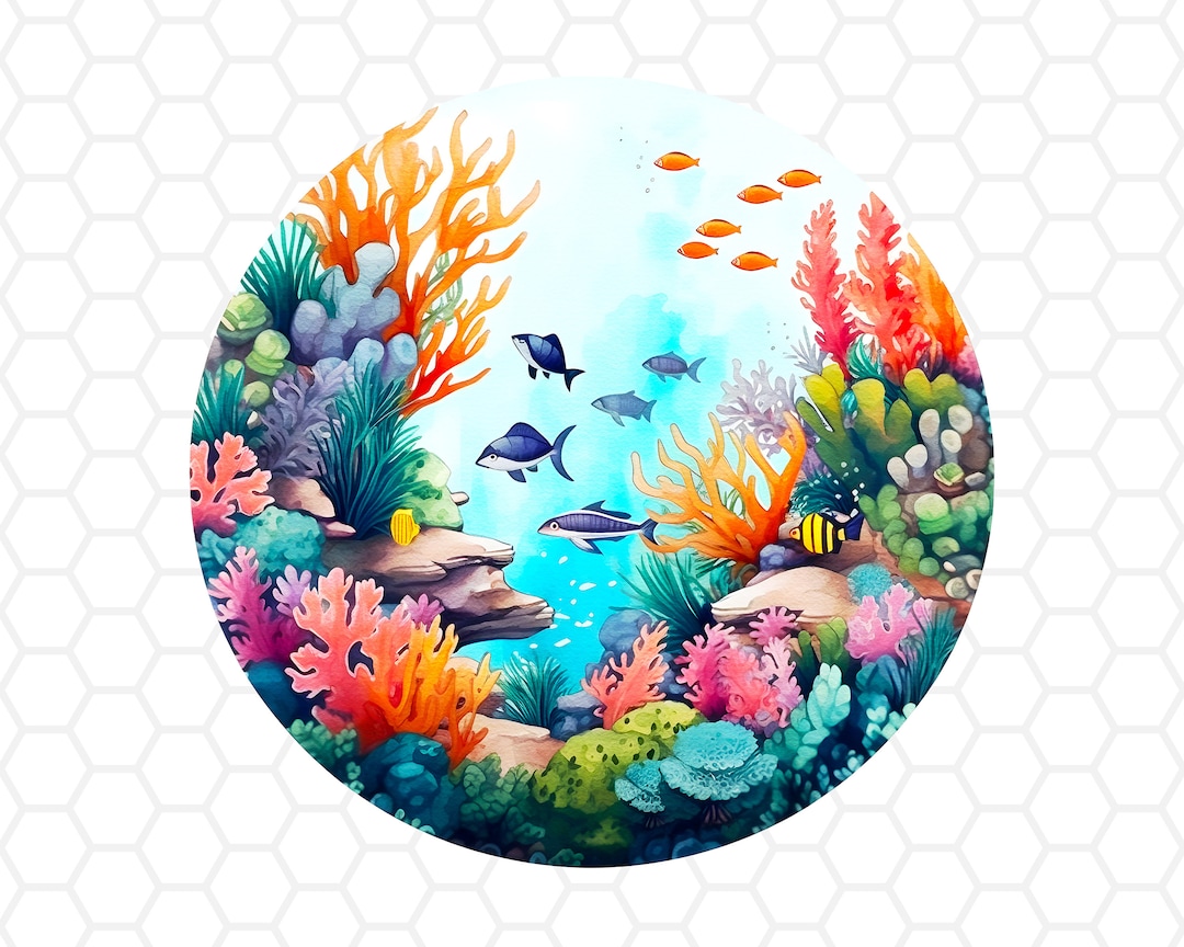 Coral Reef Clipart: Ocean Life PNG for Sublimation (digital Download ...
