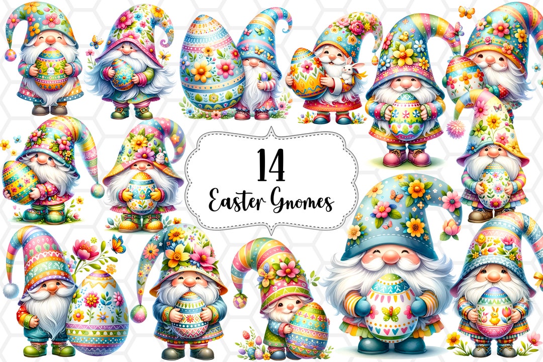 Watercolor Easter Gnome PNG Clipart: Sublimation Designs (digital ...