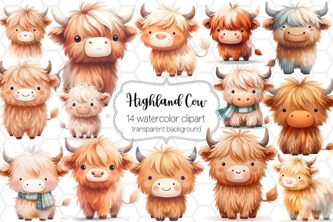 Cute Highland Cow Png Files for Sublimation, Highland Cow Png, Highland ...