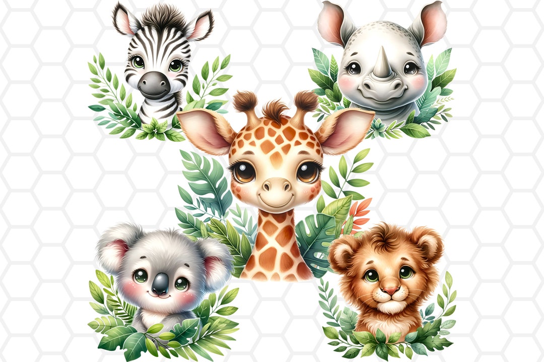Cute Animal Png Files for Sublimation, Giraffe Clipart, Lion Clipart ...