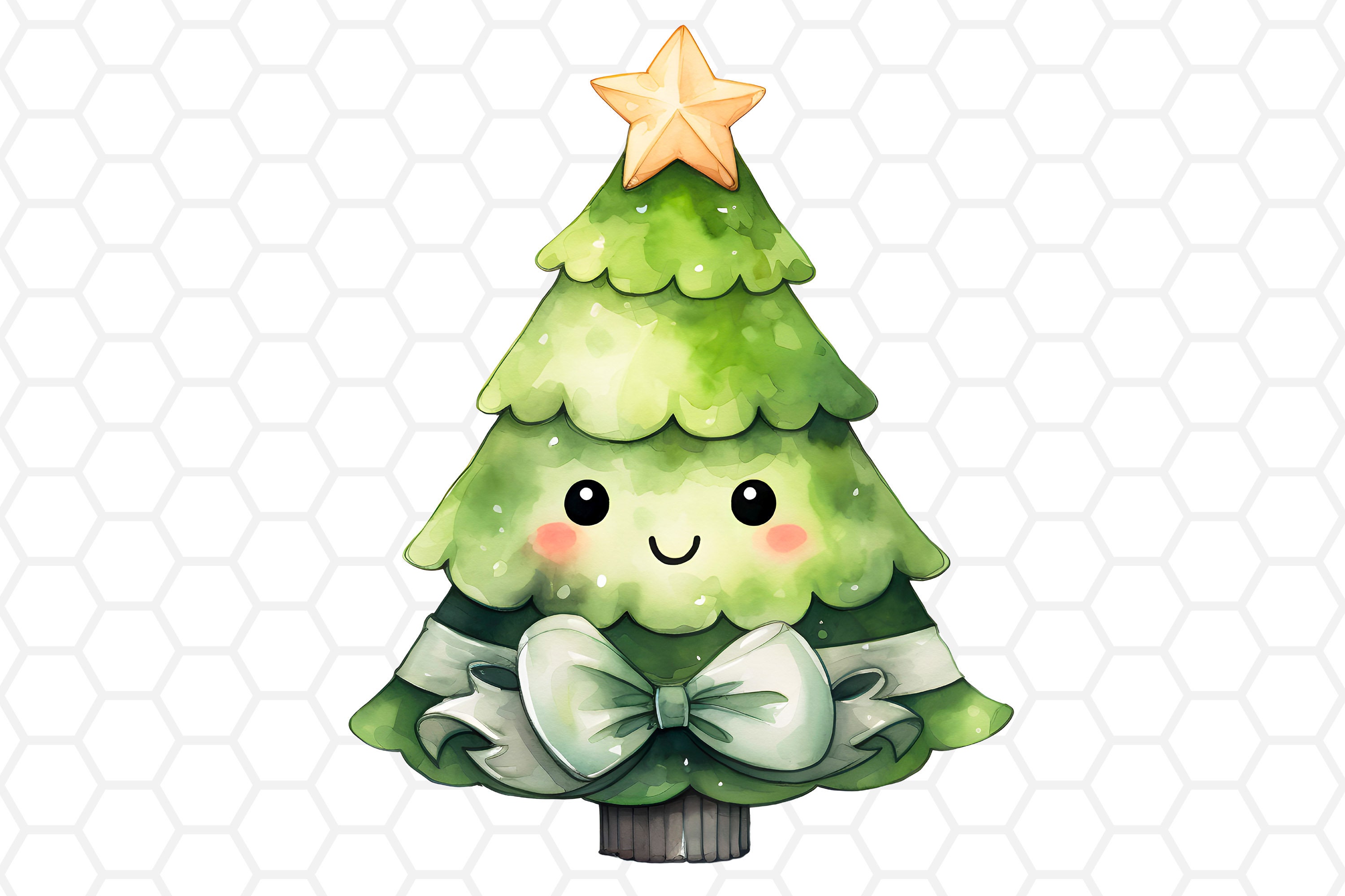Kawaii Watercolor Christmas Tree Png Files for Sublimation - Etsy