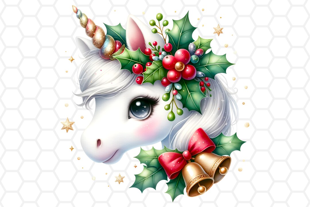 Christmas Unicorn Watercolor Clipart: Holiday PNG (digital Download) - Etsy