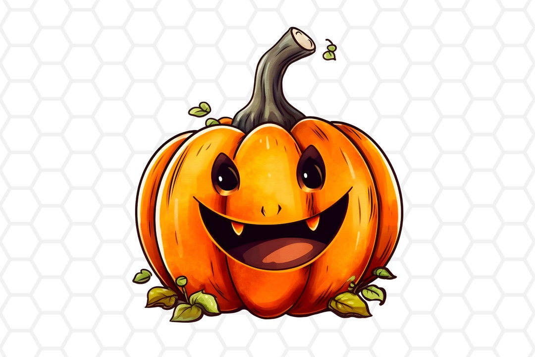 Halloween Pumpkin Clipart: Smiling Jack O' Lantern PNG for Sublimation ...