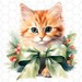 Cute Watercolor Christmas Cat Png Files for Sublimation, Cat Clipart ...