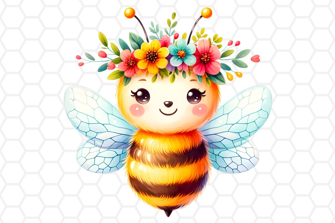 Cute Floral Bee Png File for Sublimation, Bee Clipart, Bee Png, Bee ...