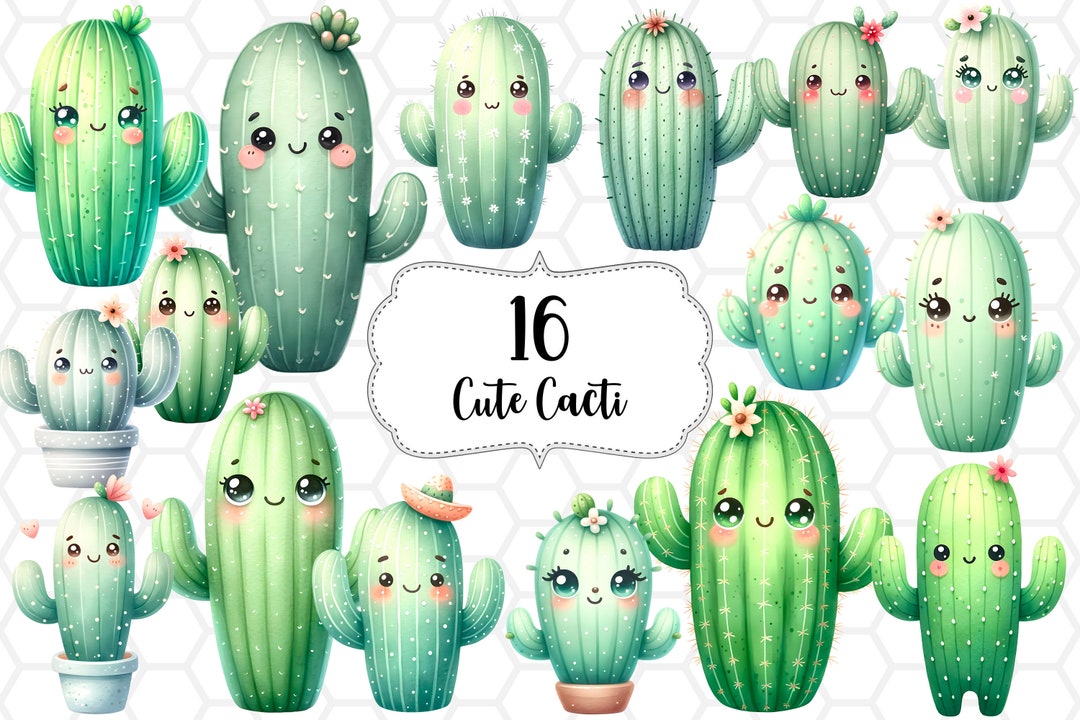 Cute Cactus Cliparts, Cactus Png Files for Sublimation, Cactus Clipart ...