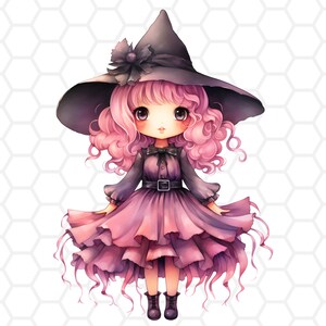Pink Halloween Witch Png Files for Sublimation, Witch Clipart, Witch ...