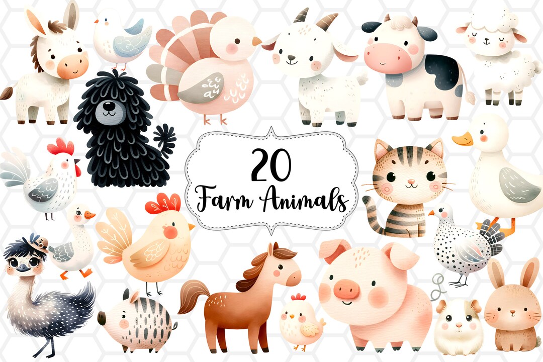 Cute Farm Animal Png Files for Sublimation, Farm Animal Png, Farm ...
