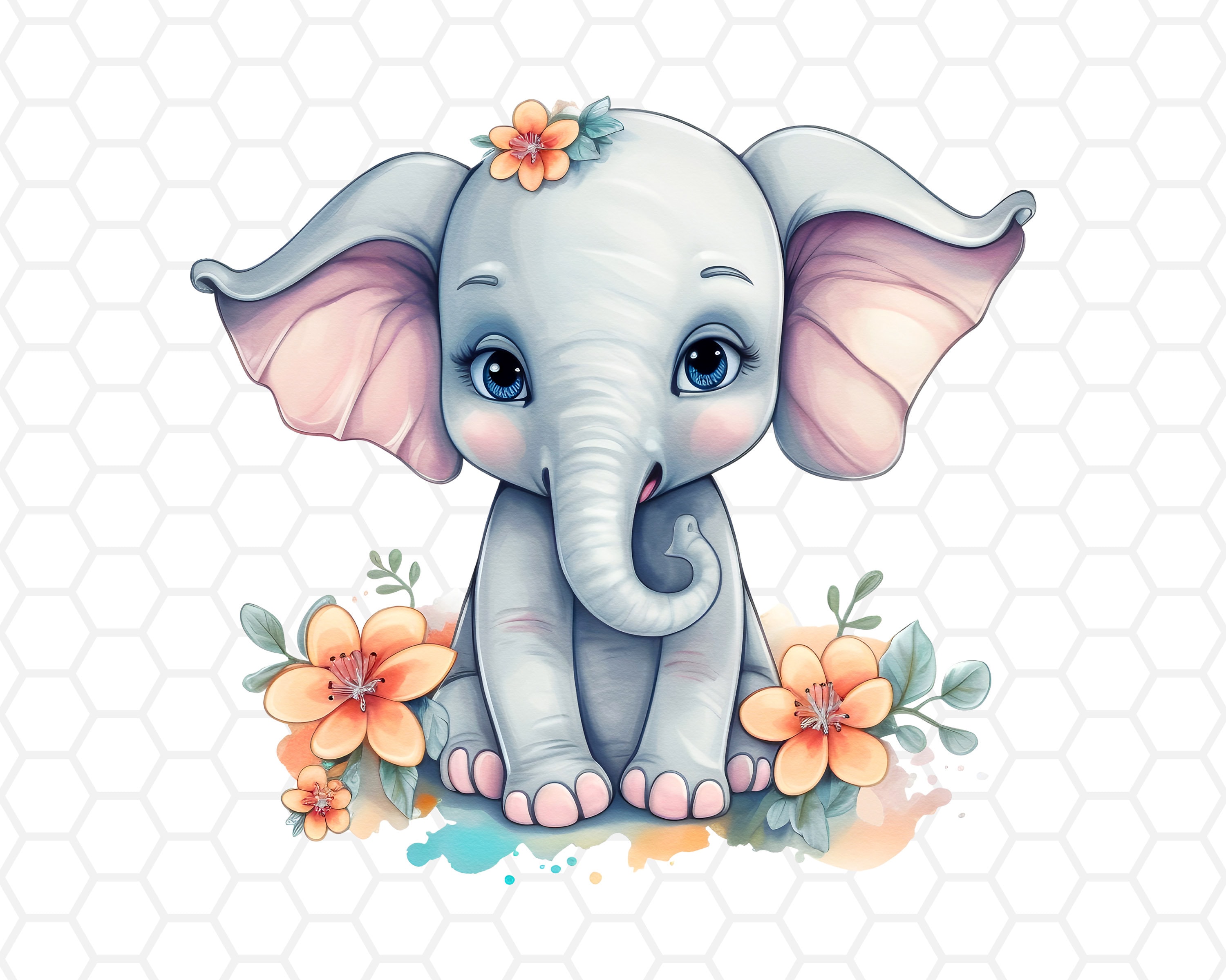 Cute Elephant Png File for Sublimation, Elephant Clipart, Elephant Png ...