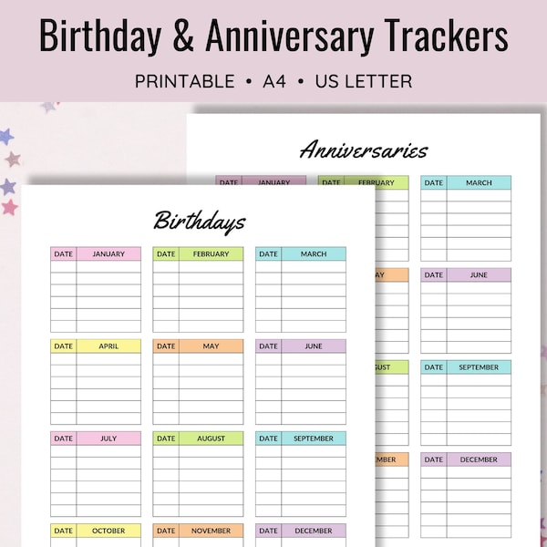 Family Birthday Tracker - Etsy
