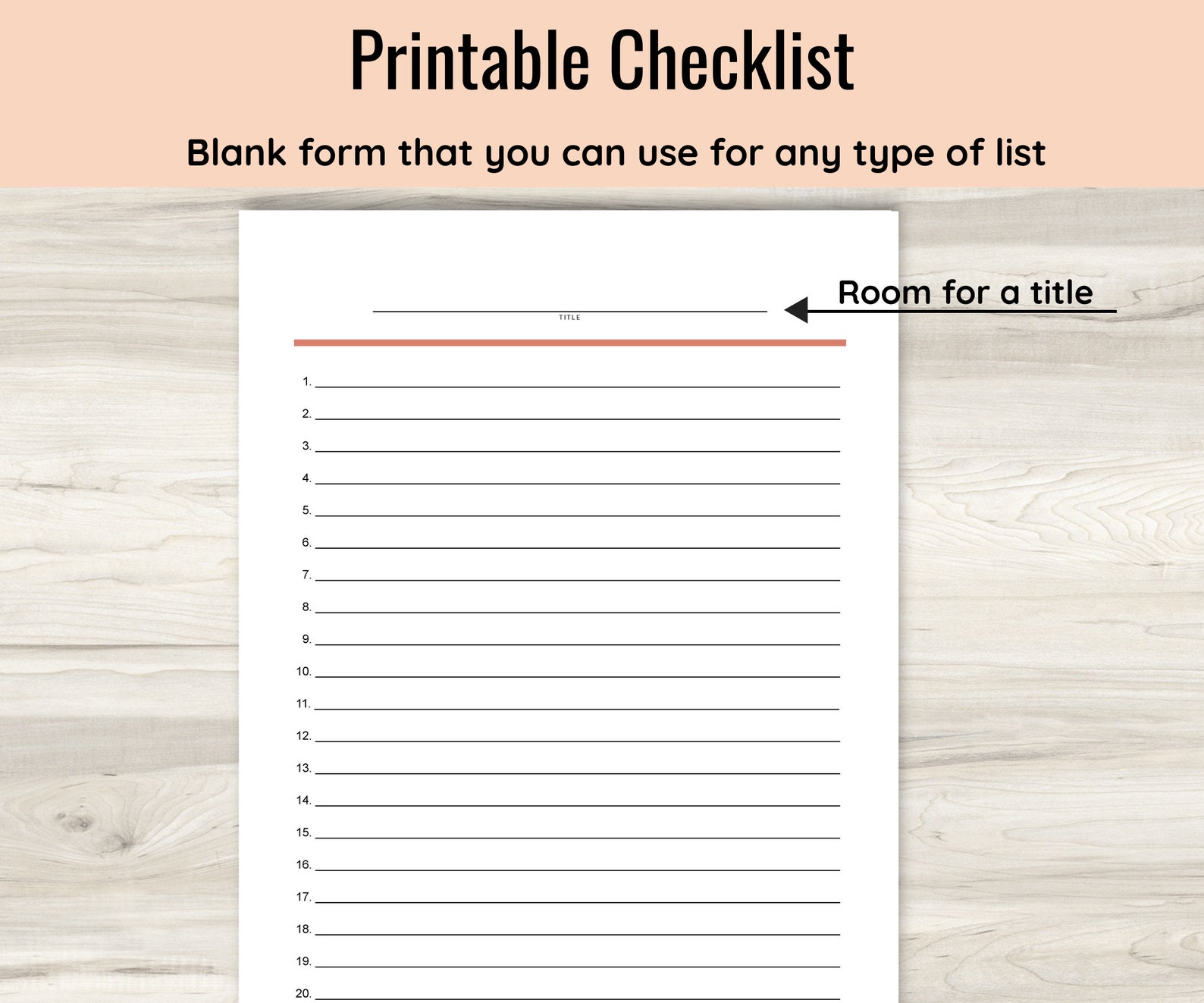 Numbered Blank List, Simple List Template, Printable List, Lined List ...