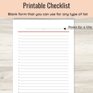 Numbered Blank List, Simple List Template, Printable List, Lined List ...