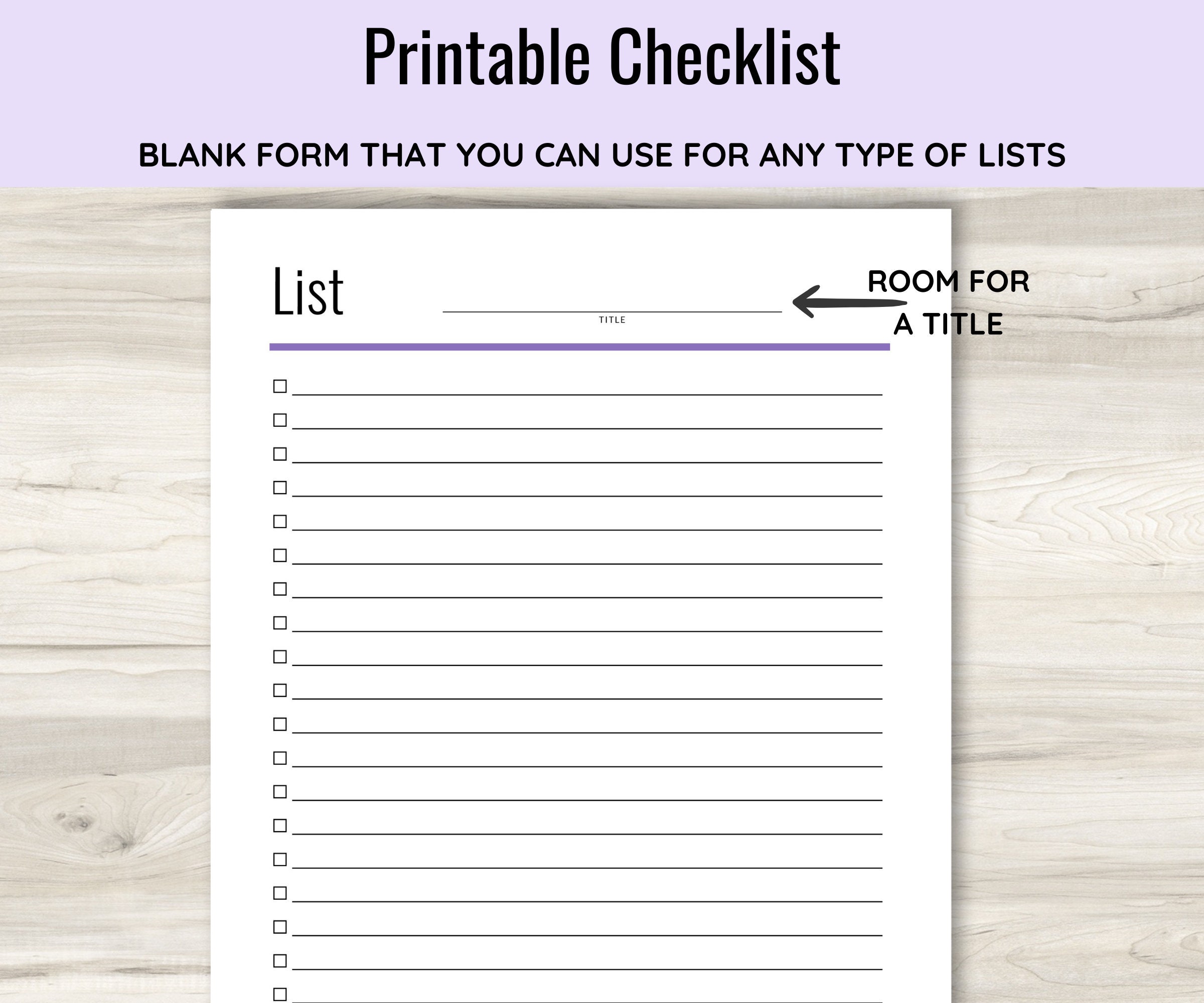 Printable Blank List, Checklist, Simple List Form, Planner Insert ...