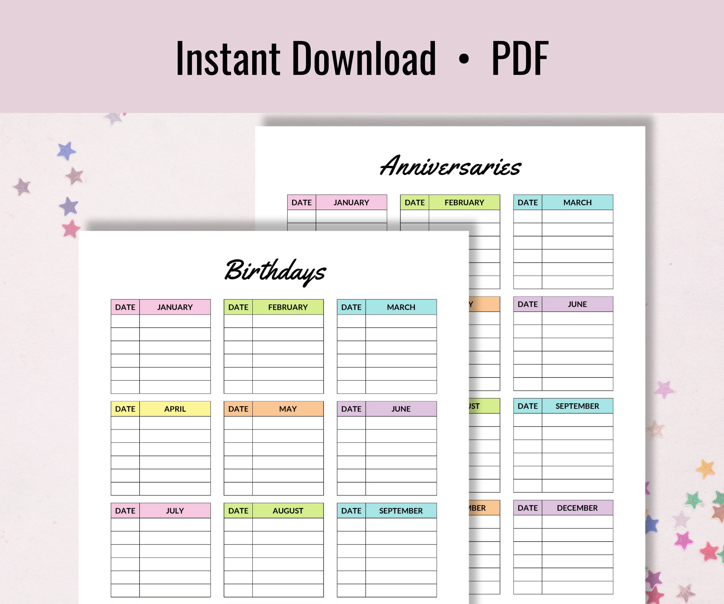 Birthday Tracker, Printable, Birthday Calendar, Birthday Reminder ...