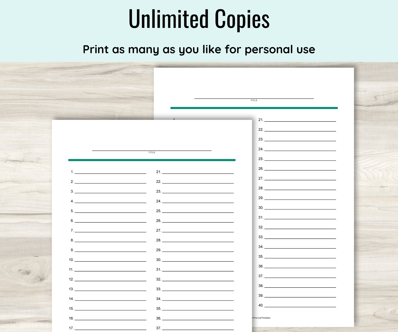 Numbered Blank List With Two Columns, Simple List Template, Printable ...