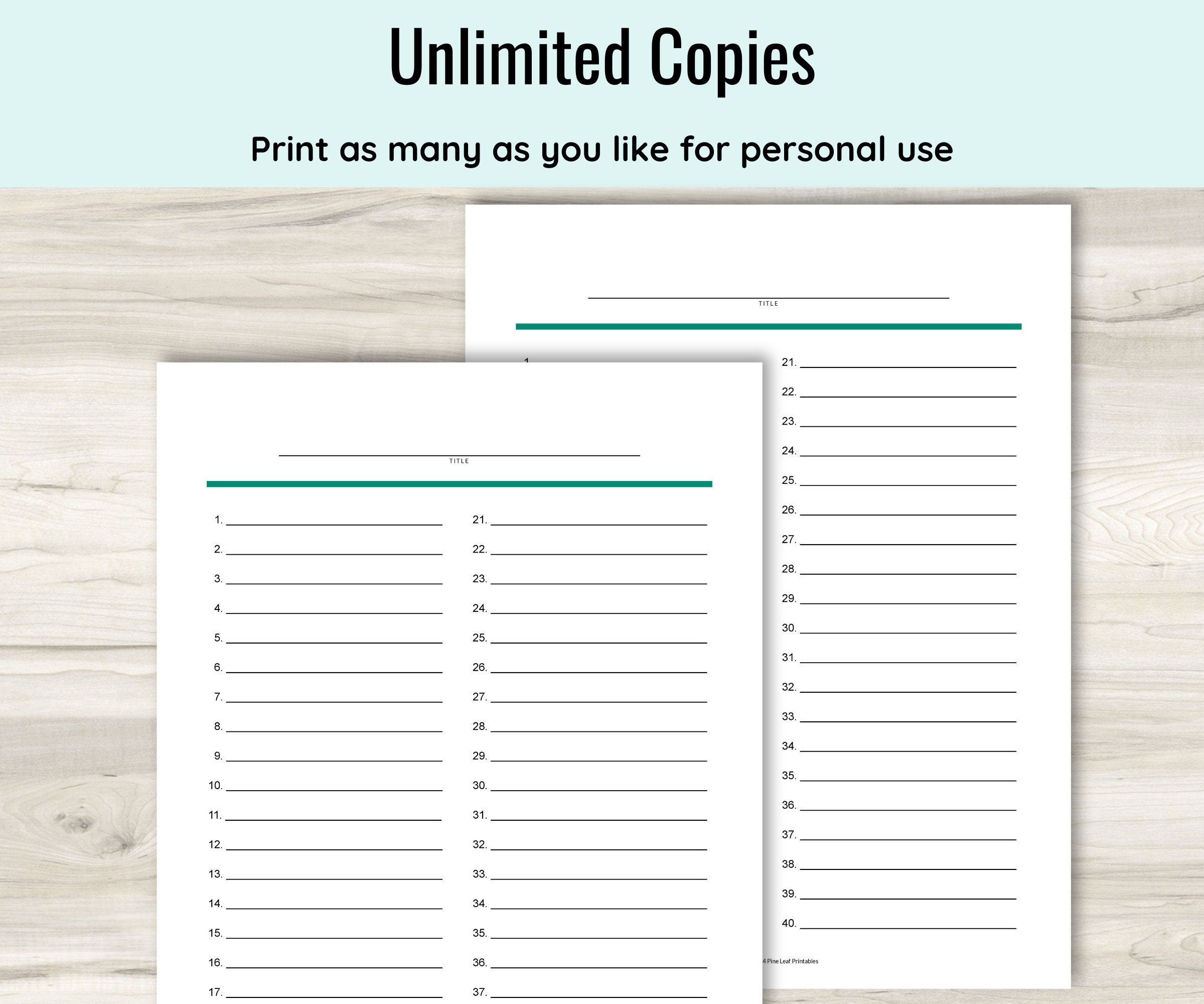 Numbered Blank List With Two Columns, Simple List Template, Printable ...