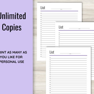 Printable Blank List Checklist Simple List Form Planner - Etsy