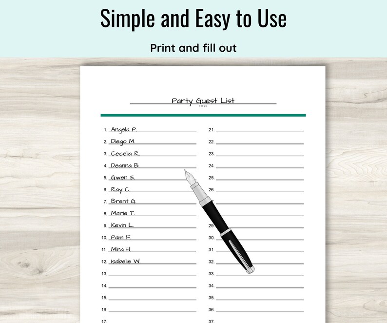Numbered Blank List With Two Columns, Simple List Template, Printable ...