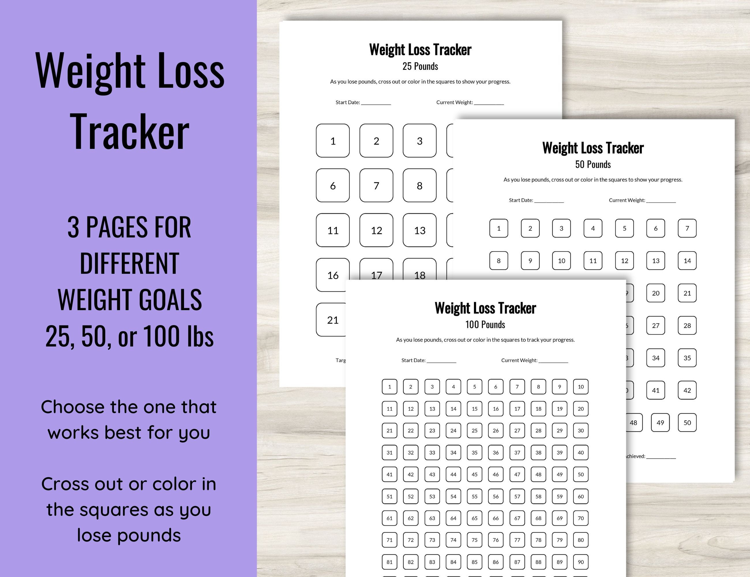 Weight Tracker Bundle Measurement Chart Weight Loss Log Weekly Weigh-in ...