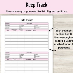 Debt Payment Tracker Printable, Debt Payoff Log, Debt Free Planner ...