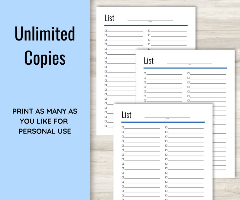 Printable Blank List 2 Column Checklist Simple List Form - Etsy