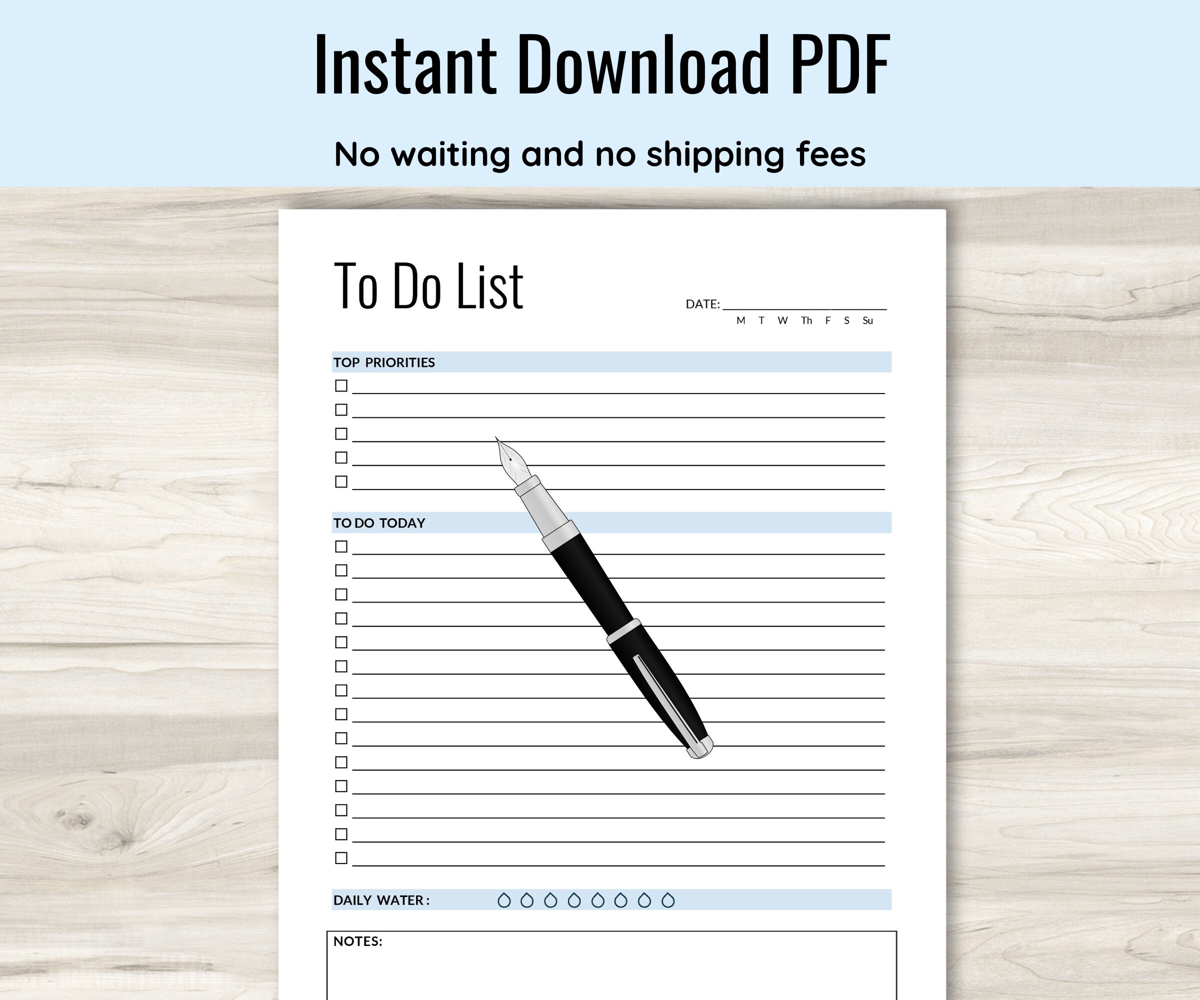 Daily to Do List Printable, Productivity Planner, Schedule Checklist ...