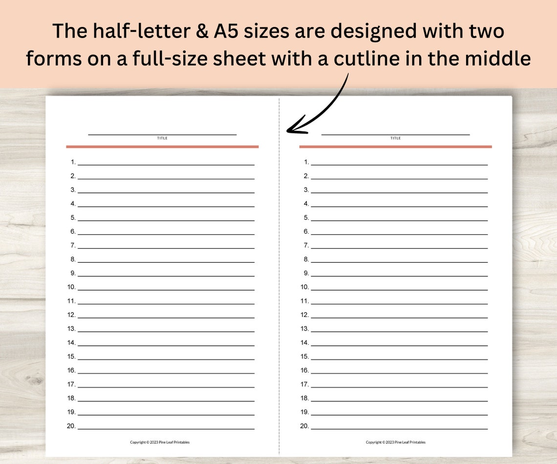 Numbered Blank List, Simple List Template, Printable List, Lined List ...