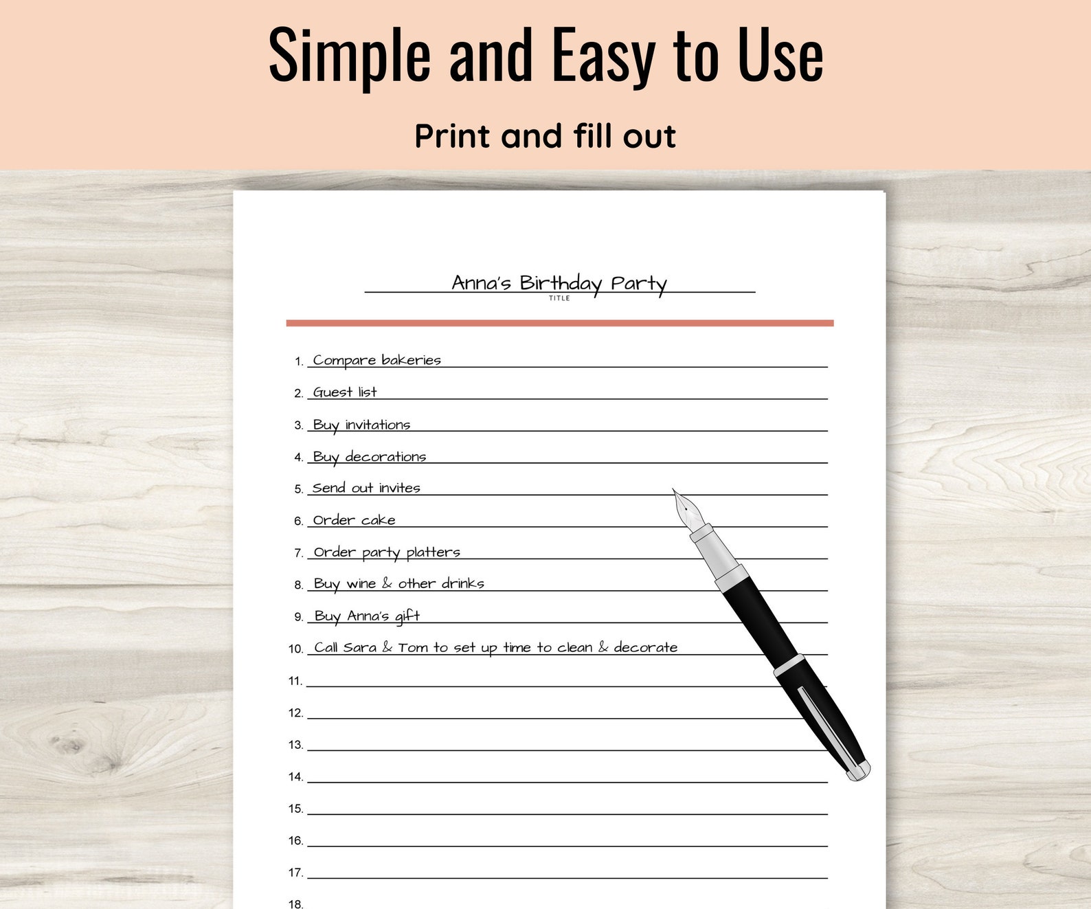 Numbered Blank List, Simple List Template, Printable List, Lined List ...