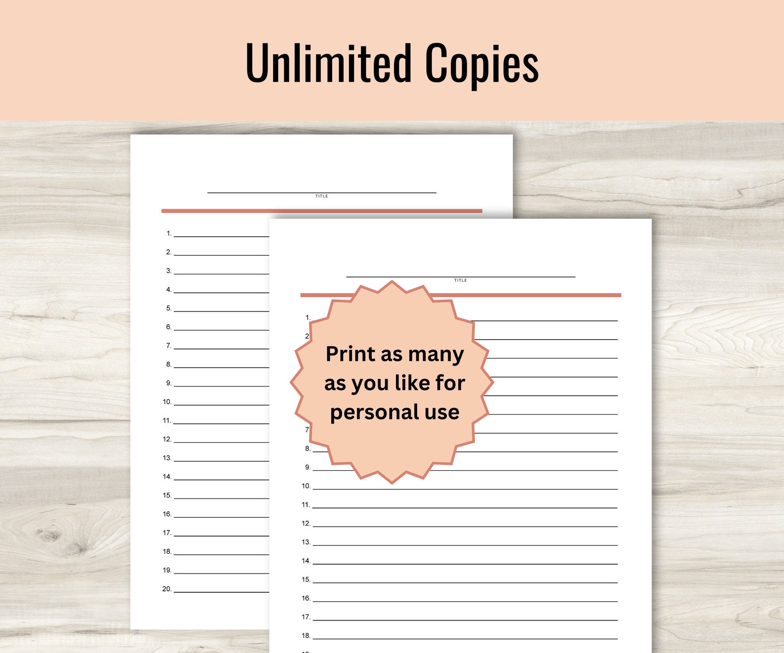 Numbered Blank List, Simple List Template, Printable List, Lined List ...