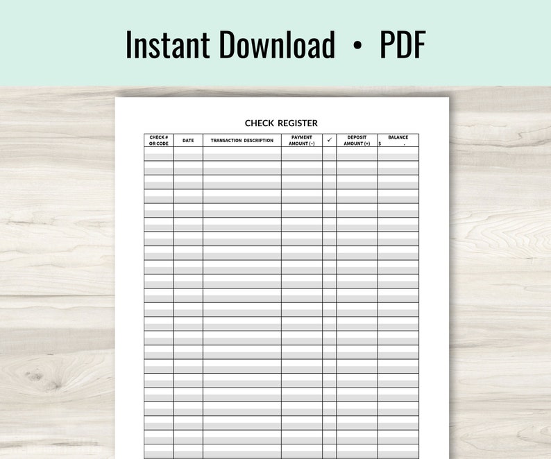 Check Register Printable, Checkbook Log, Account Tracker, Debit Card ...