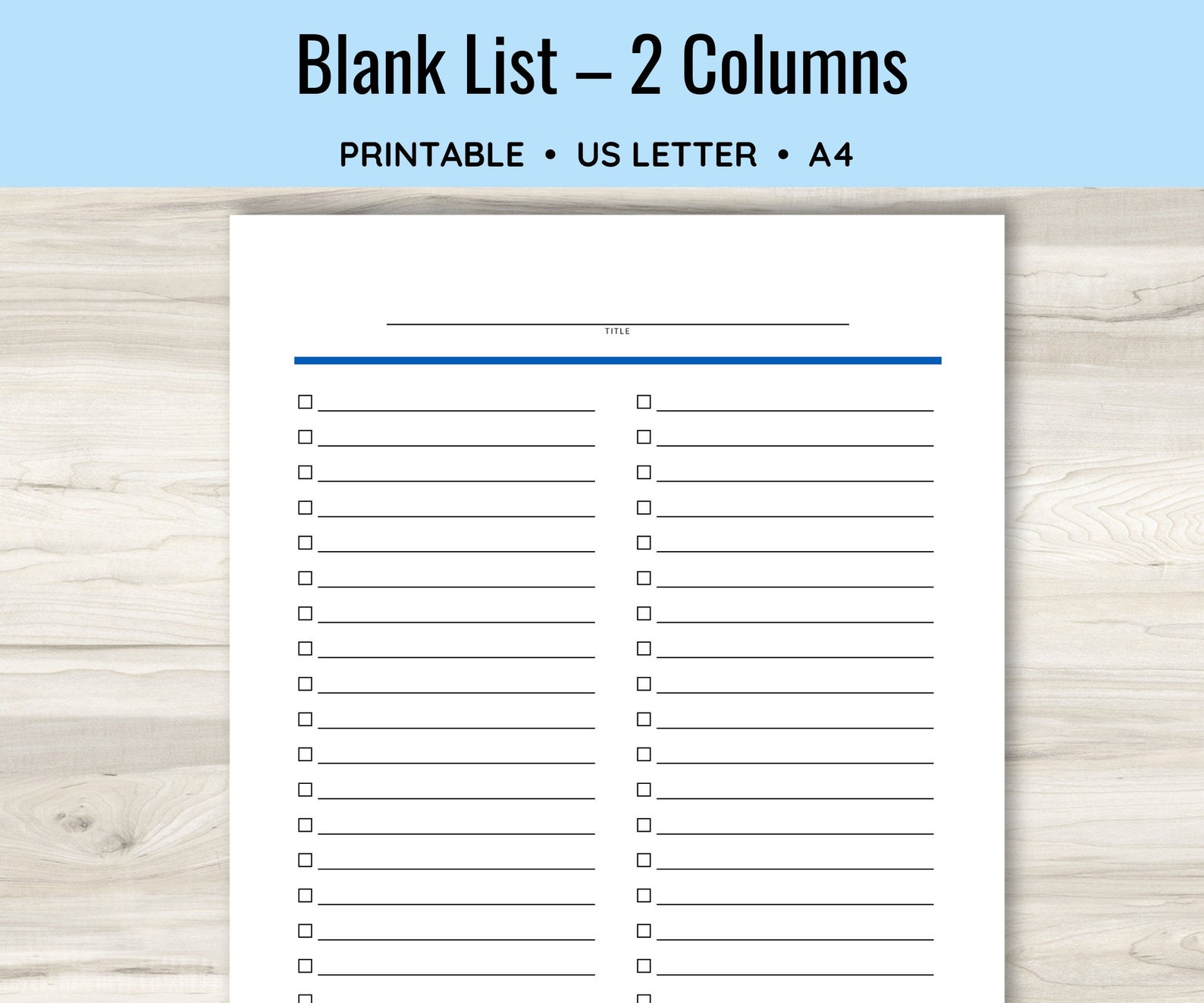 Printable Blank List, 2 Column, Checklist, Simple List Form, Planner ...