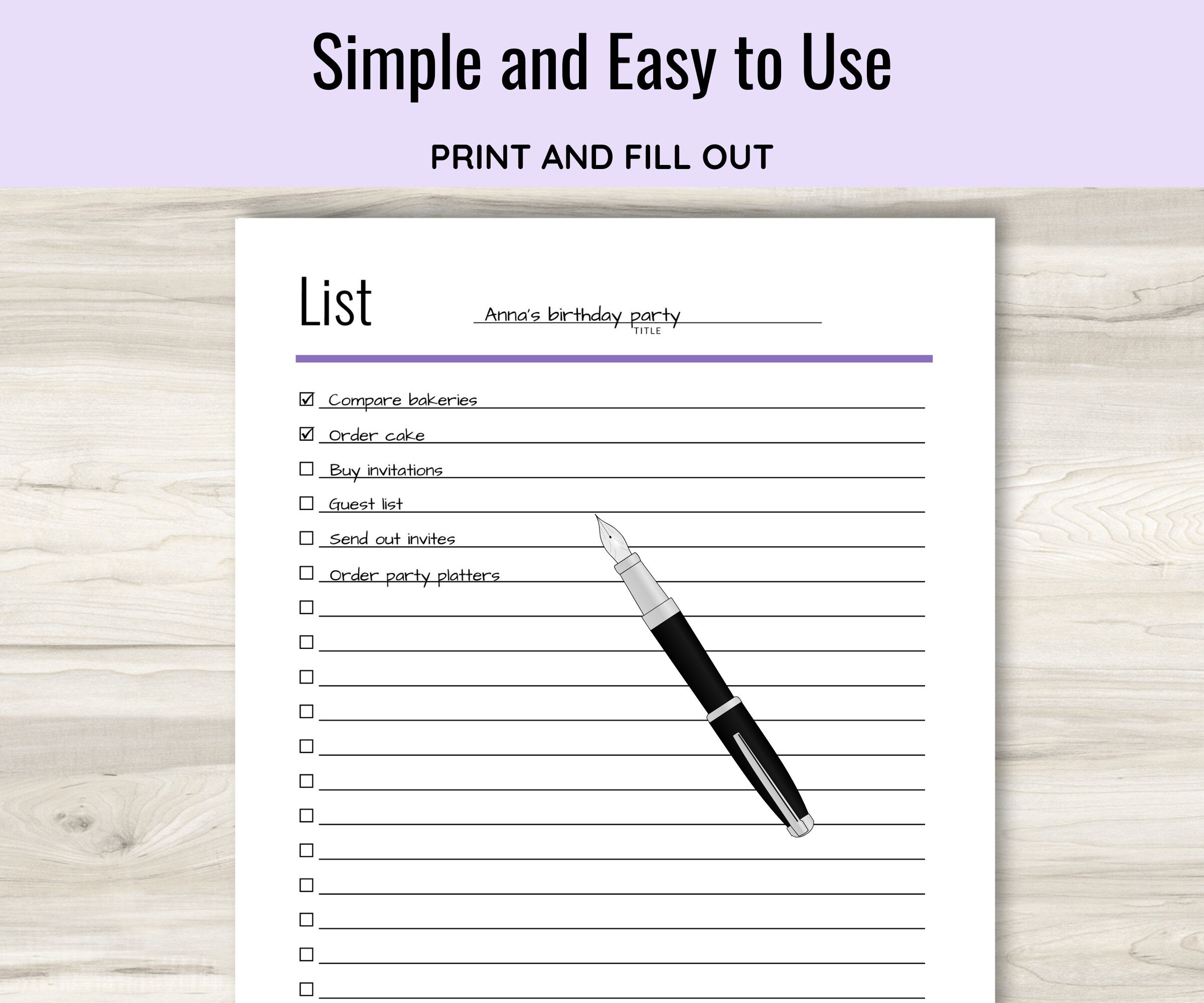 Printable Blank List, Checklist, Simple List Form, Planner Insert ...