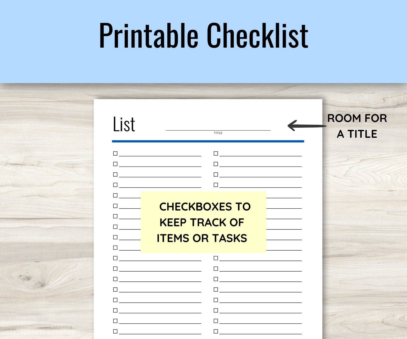 Printable Blank List 2 Column Checklist Simple List Form - Etsy