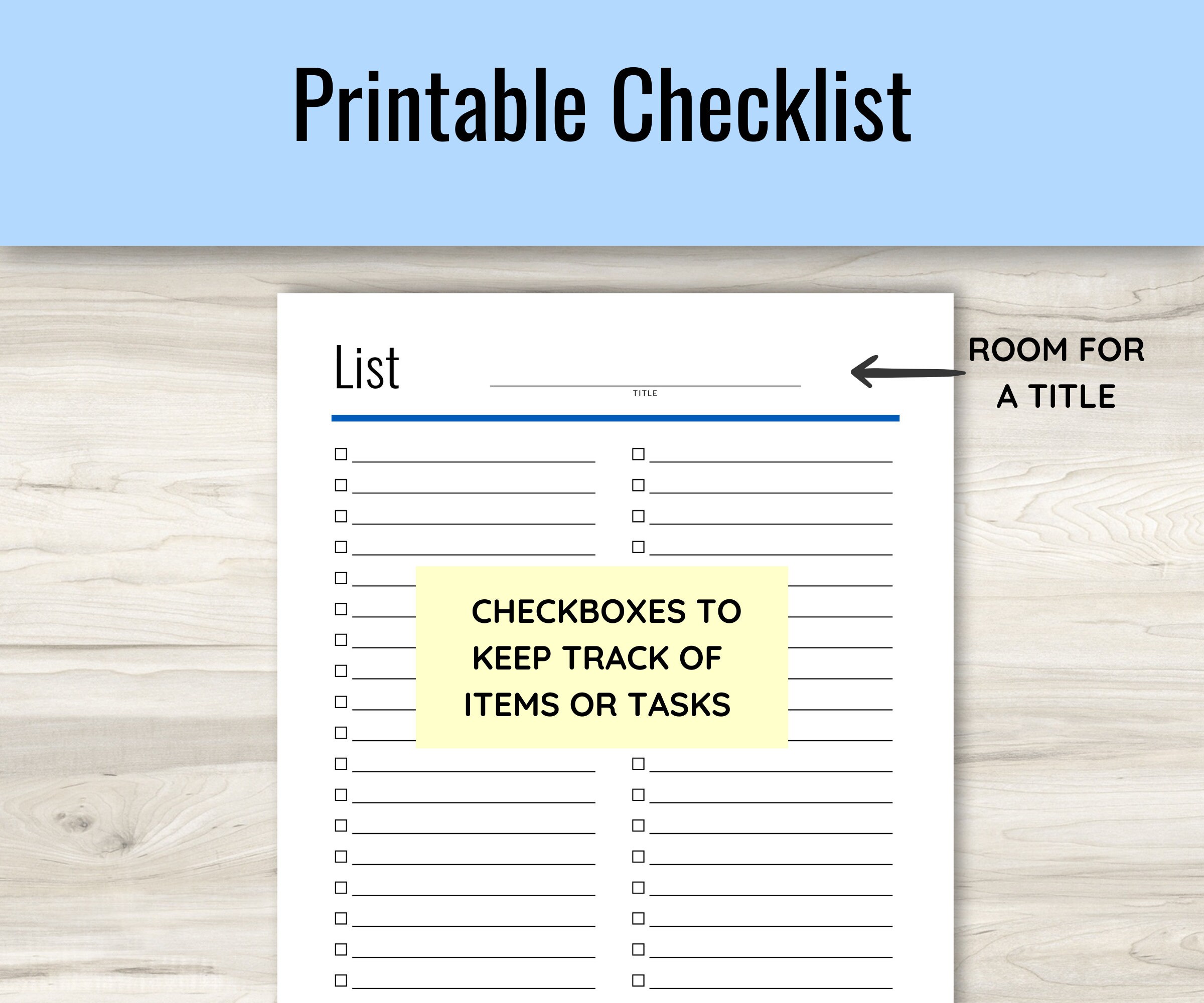 Printable Blank List 2 Column Checklist Simple List Form - Etsy Printable Blank List 2 Column Checklist Simple List Form - Etsy