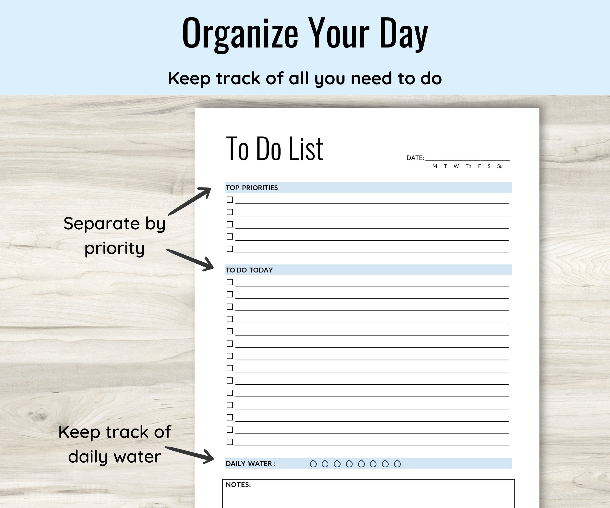 Daily to Do List Printable, Productivity Planner, Schedule Checklist ...