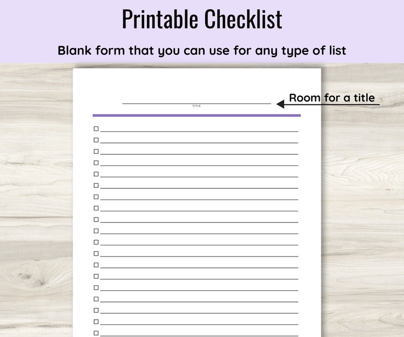 Printable Blank List, Checklist, Simple List Form, Planner Insert ...