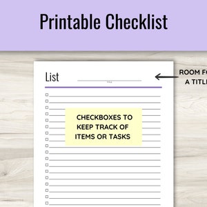 Printable Blank List Checklist Simple List Form Planner - Etsy