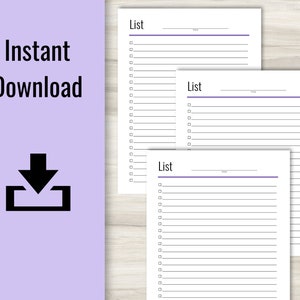 Printable Blank List Checklist Simple List Form Planner - Etsy