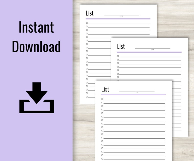 Printable Blank List Checklist Simple List Form Planner - Etsy