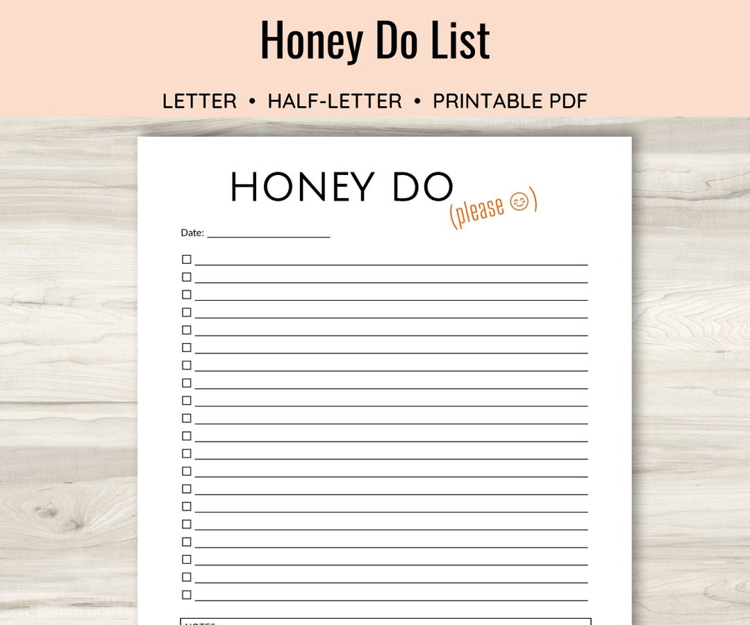 Honey Do List, Partner Chore Chart, to Do List, Daily Planner, Husband ...