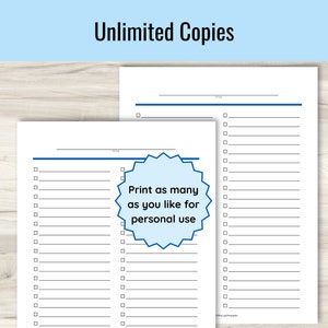 Printable Blank List, 2 Column, Checklist, Simple List Form, Planner ...