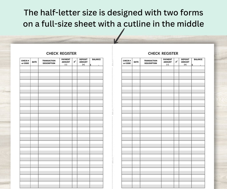 Check Register Printable, Checkbook Log, Account Tracker, Debit Card ...