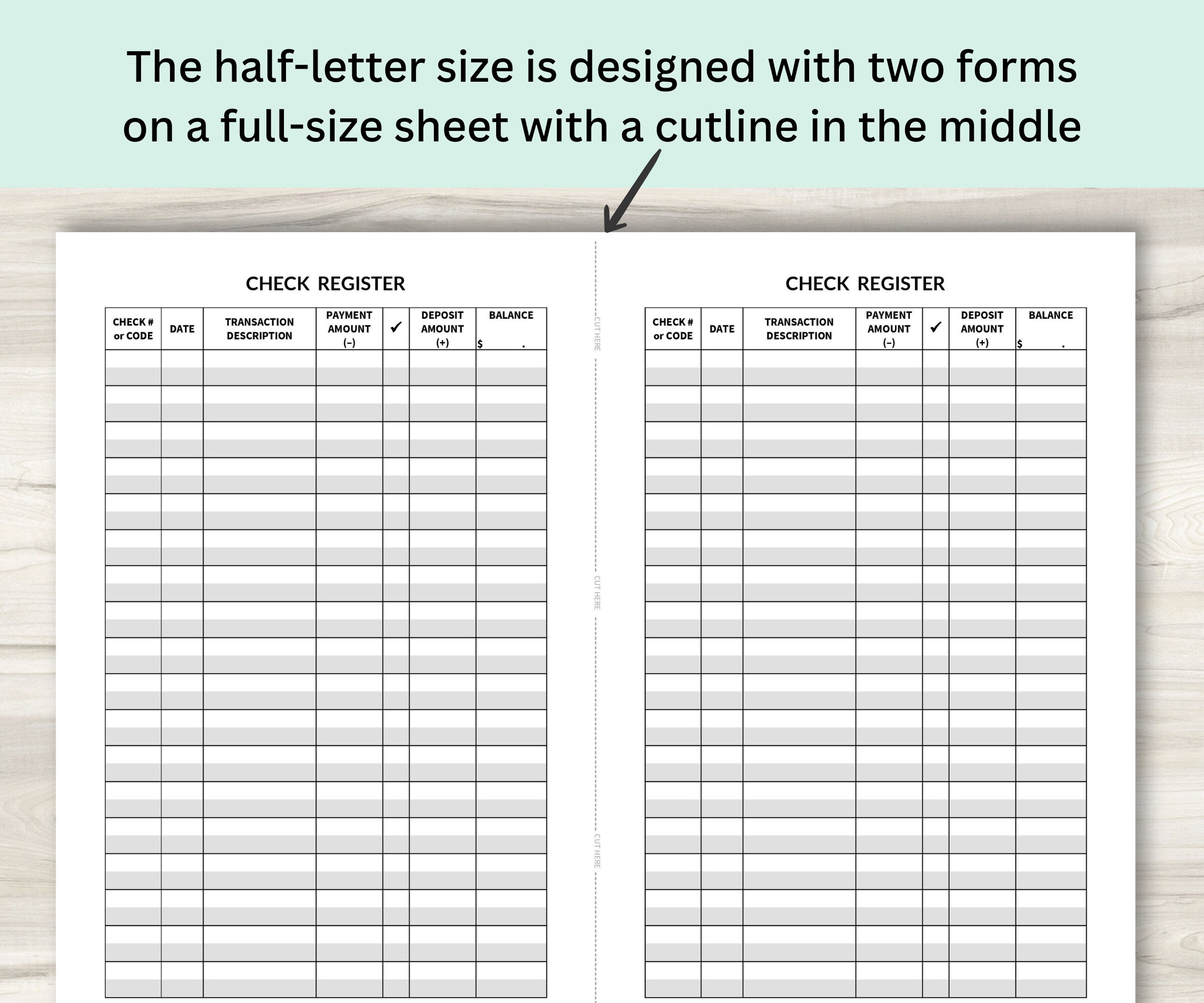 Check Register Printable, Checkbook Log, Account Tracker, Debit Card ...