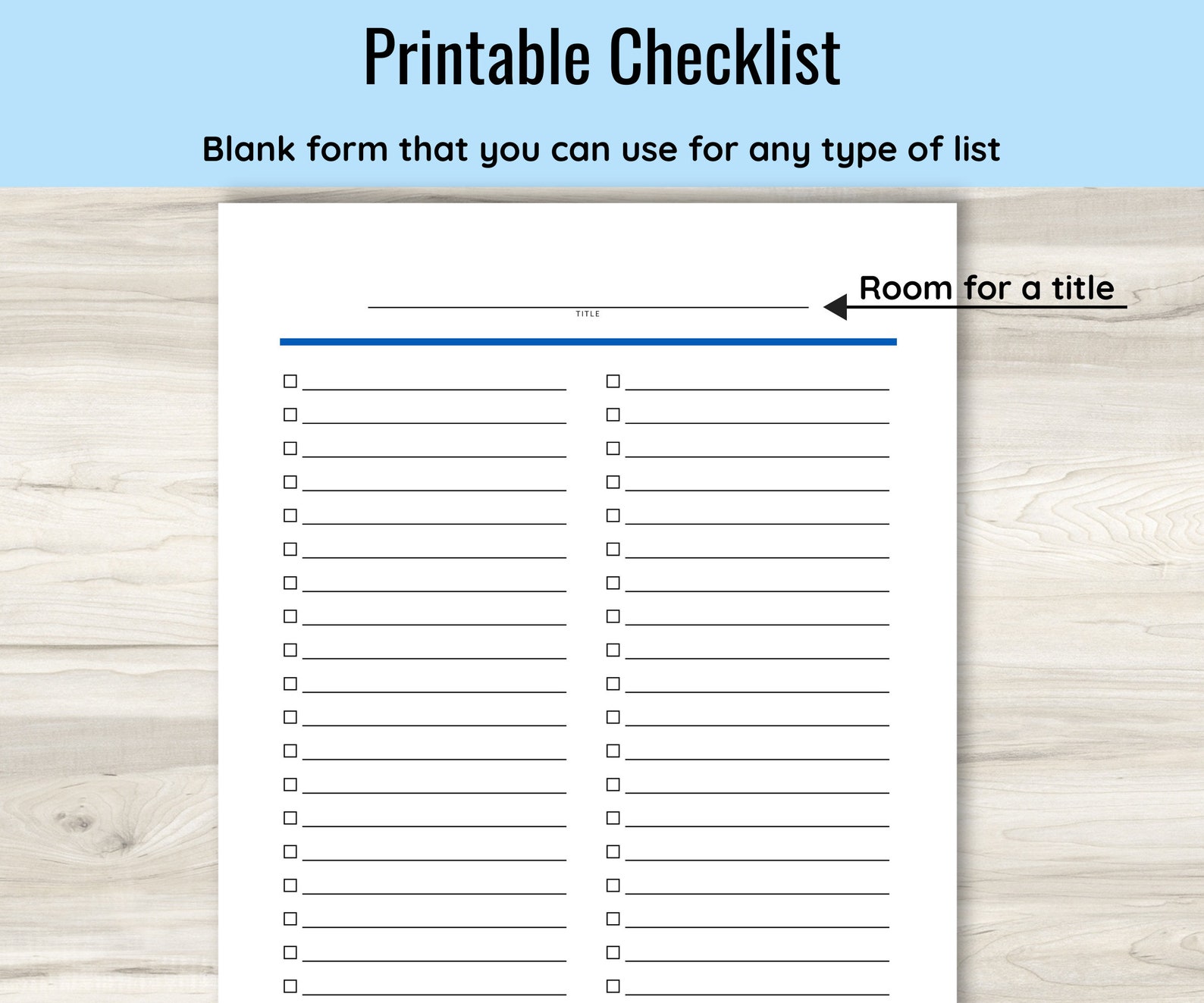 Printable Blank List, 2 Column, Checklist, Simple List Form, Planner ...