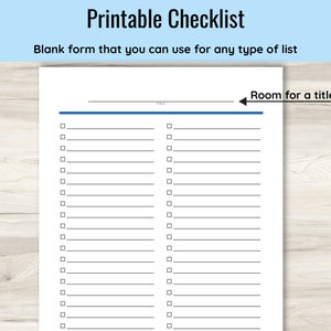 Printable Blank List, 2 Column, Checklist, Simple List Form, Planner ...