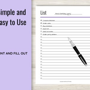 Printable Blank List Checklist Simple List Form Planner - Etsy
