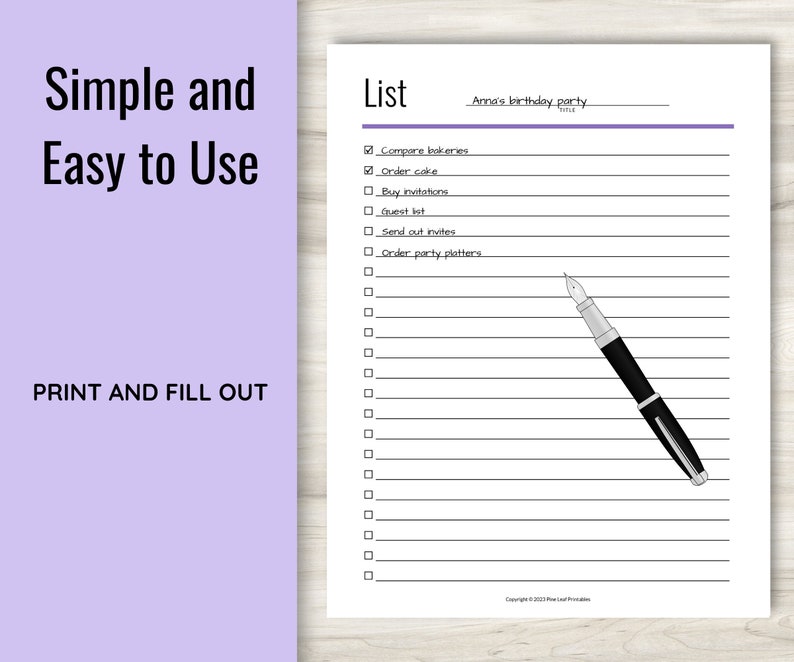 Printable Blank List Checklist Simple List Form Planner - Etsy