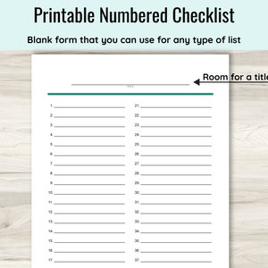 Numbered Blank List With Two Columns, Simple List Template, Printable ...