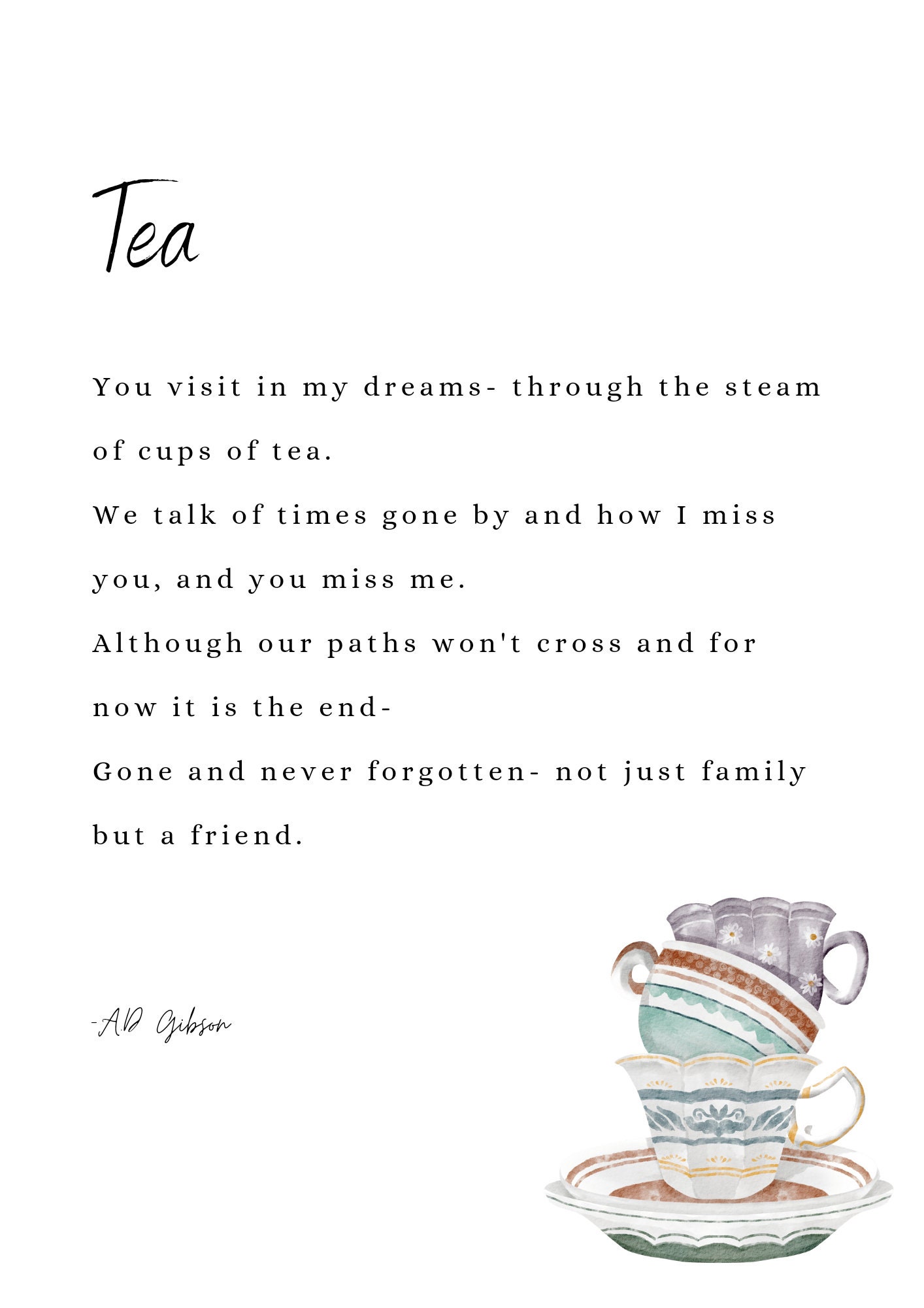Tea Poem Digital Print - Etsy
